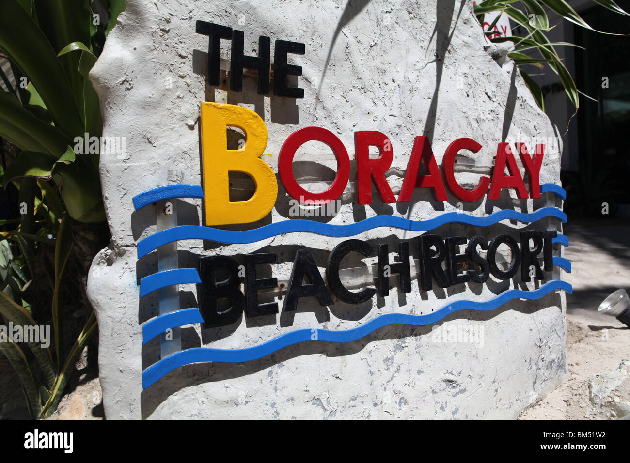 Sign for the Boracay Beach Resort on White Beach, Boracay, the most ...