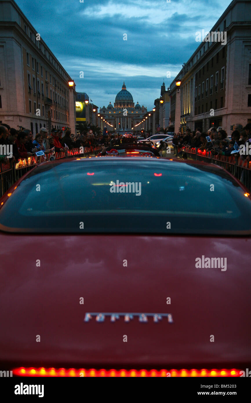 Ferrari tribute in the Vatican City in Rome during the 2010 Mille ...