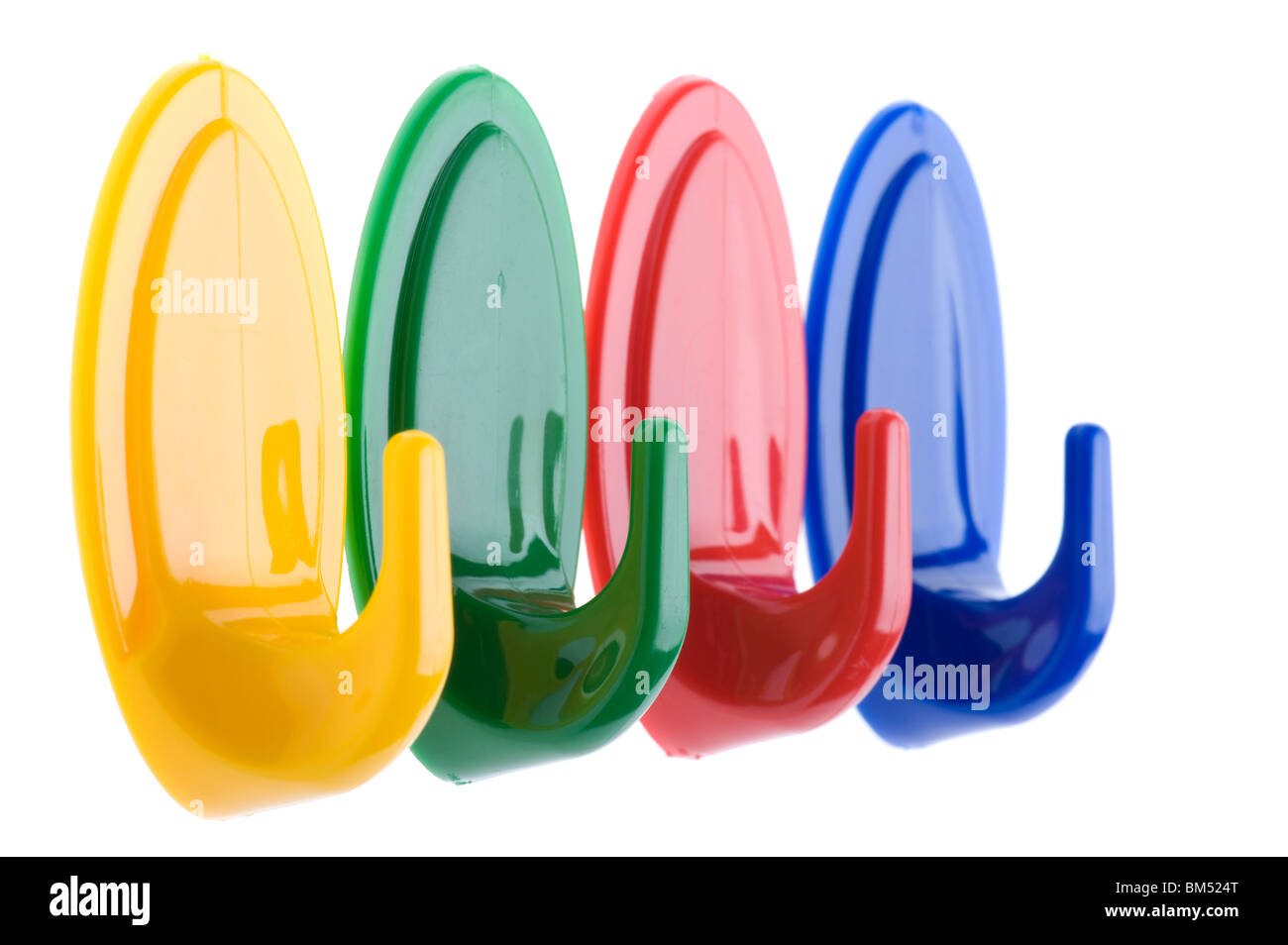 object on white - Colored plastic hook Stock Photo - Alamy