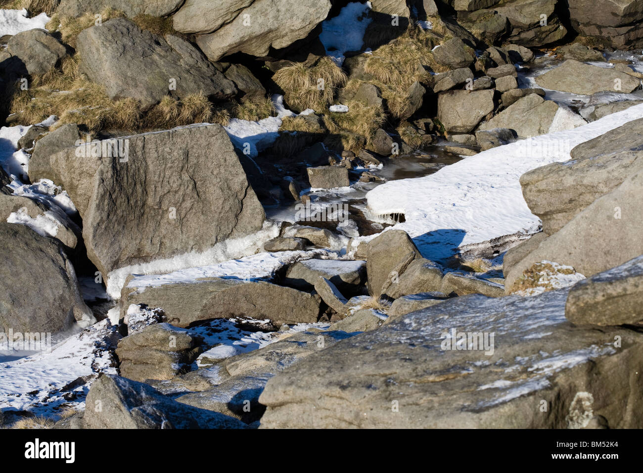 The frozen course of The River Kinder at Kinder Downfall Kinder Scout ...