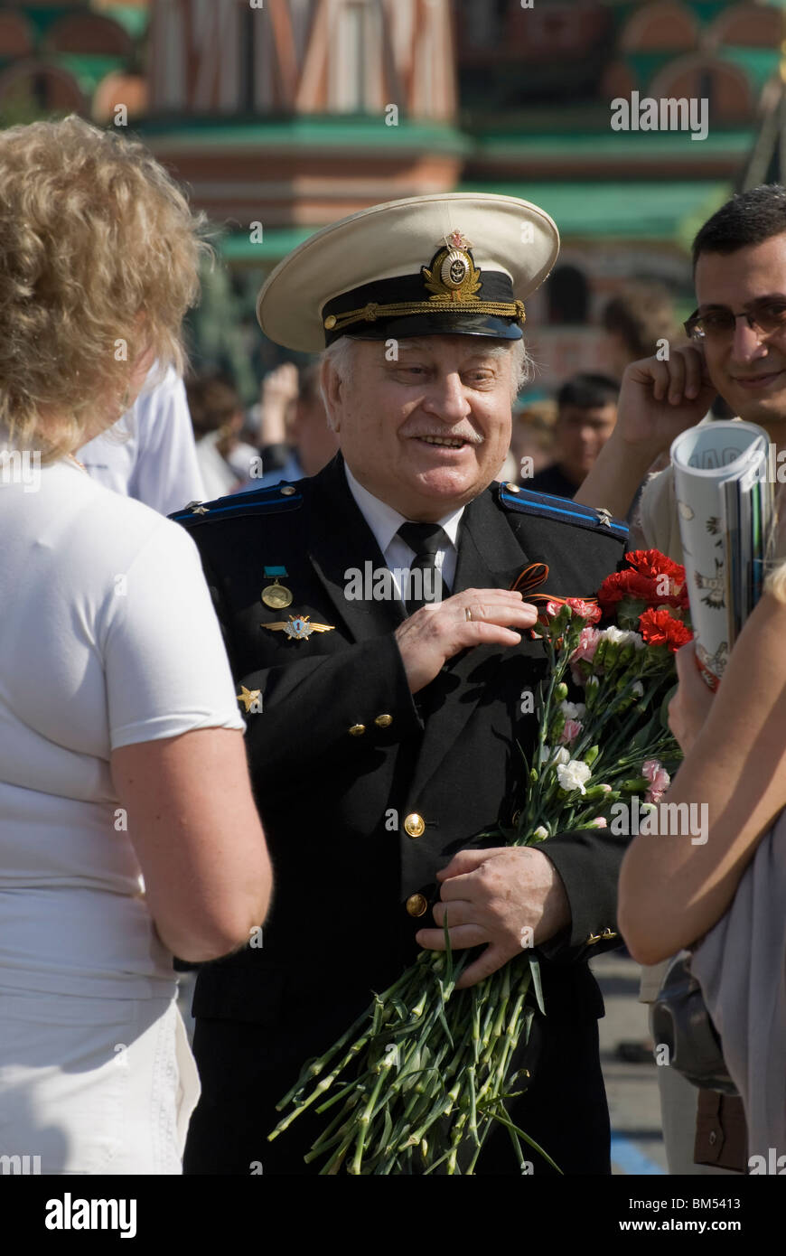 Russian veteran of Great Patriotic War on the Moscow street during a ...