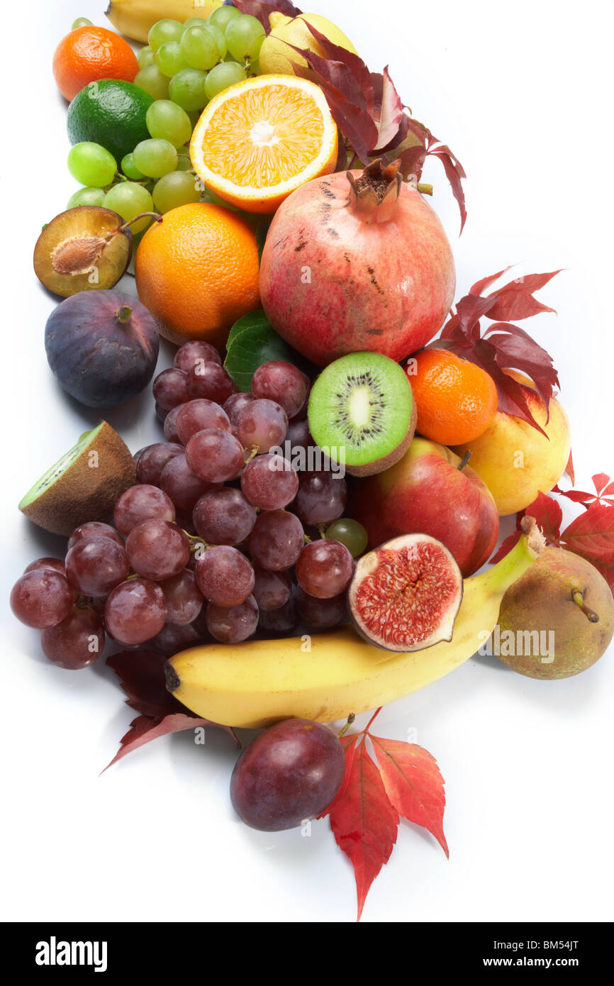 Fruit plum apple pear Cut Out Stock Images & Pictures - Alamy