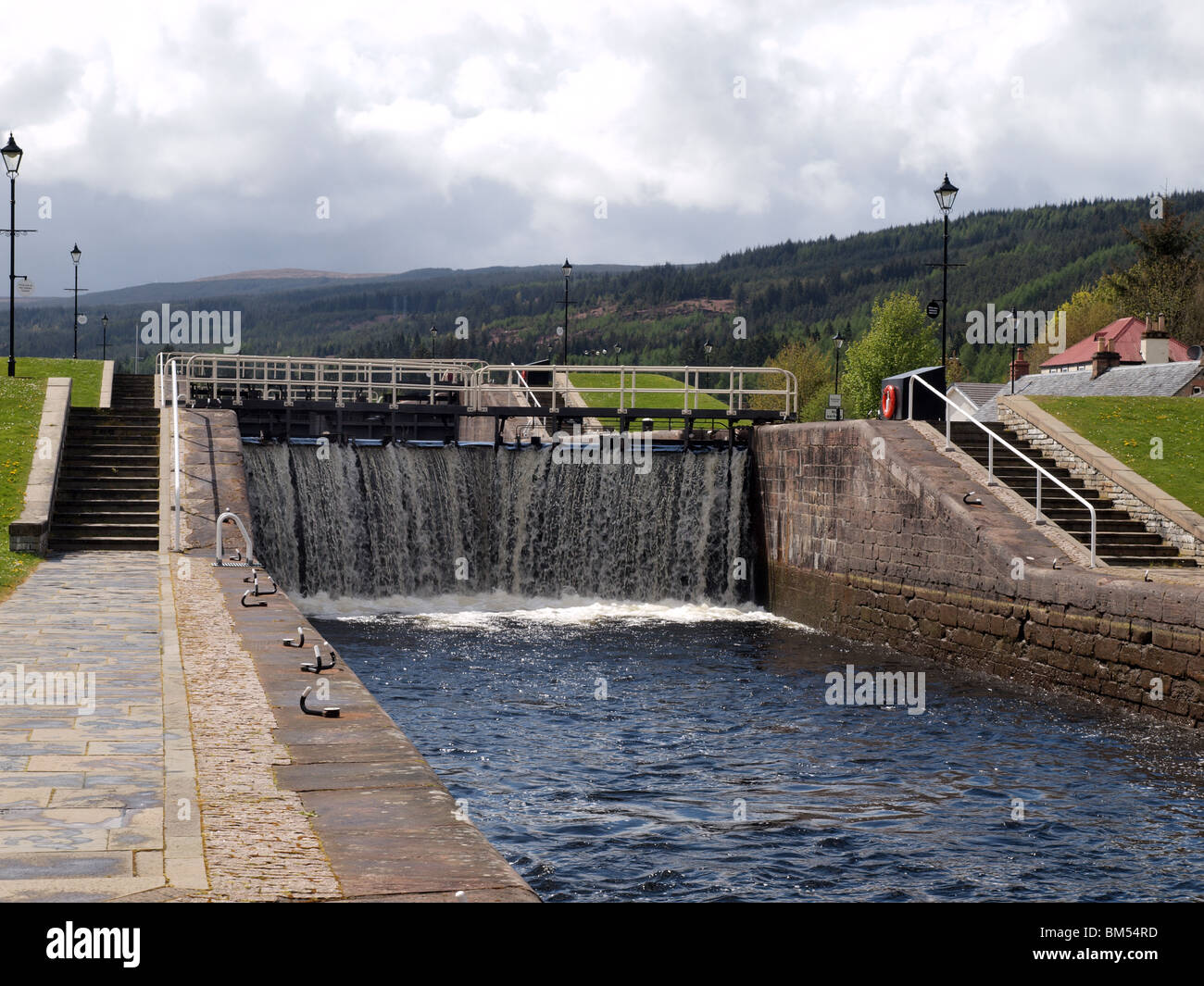 The locks at Fort Augustus, Scotland, on the banks of Loch Ness Stock ...