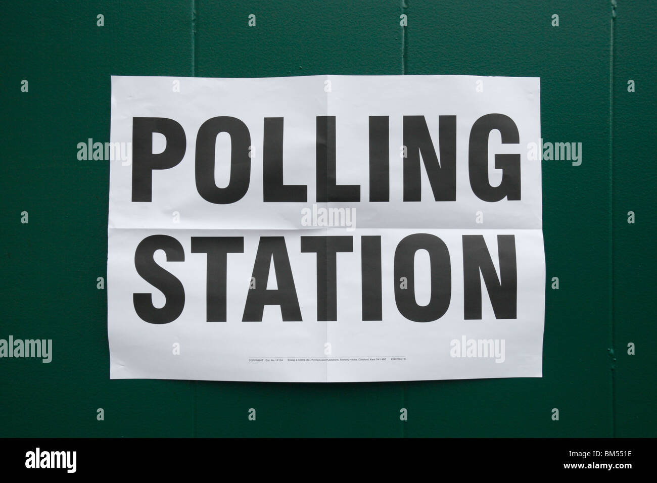 A standard Polling Station sign on a green temporary polling station ...