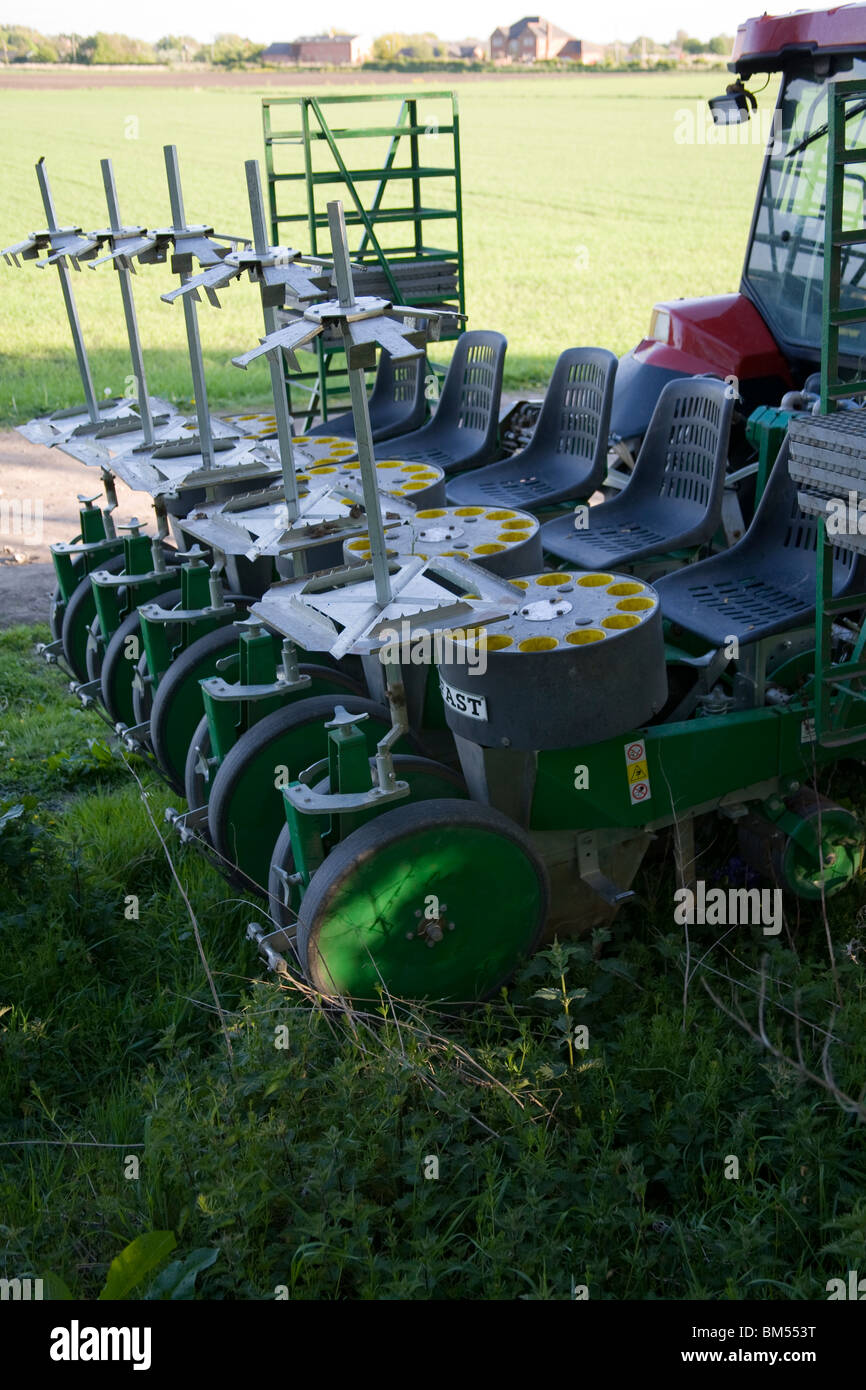 Lettuce planter attached to a tractor near southport Stock Photo - Alamy