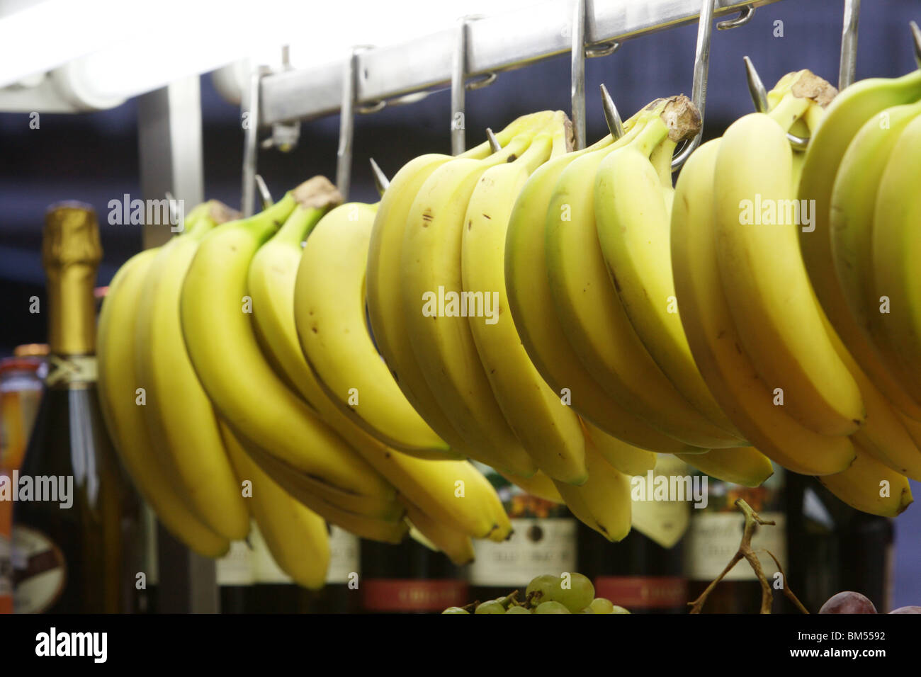 Bananas hanging in "Greengrocer's Shop" in the street. Rome Italy Stock ...