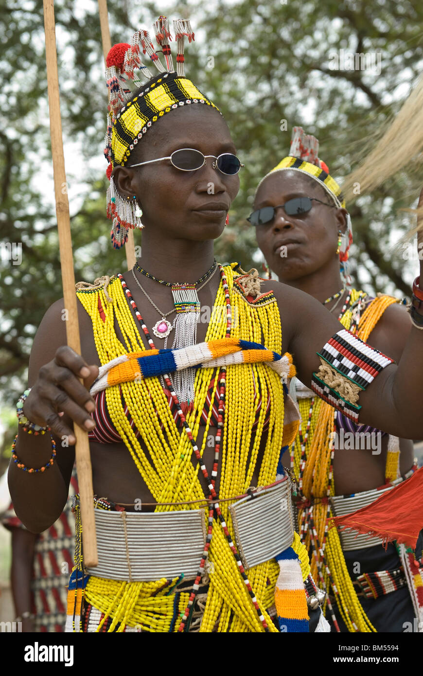 Bassari celebration with dancers on traditional clothes, Ethiolo ...