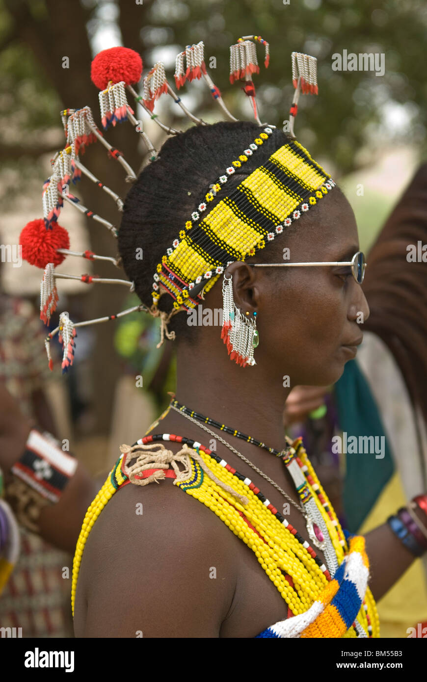 Bassari celebration with dancers on traditional clothes, Ethiolo ...