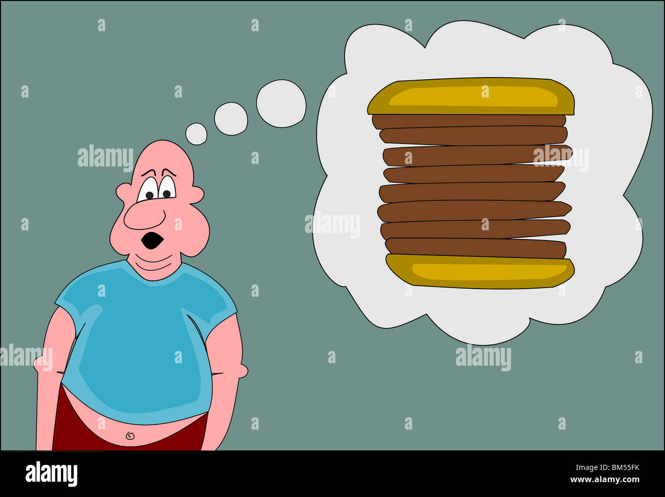 fat man thinking to a big sandwich Stock Photo - Alamy