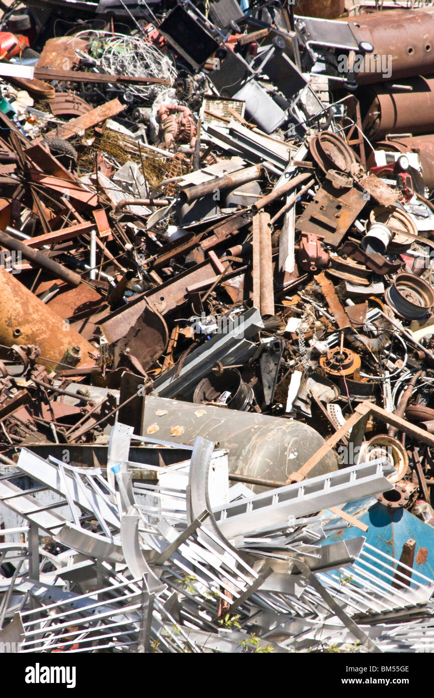 Large pile of scrap metal waiting to be sorted for recycling Stock ...