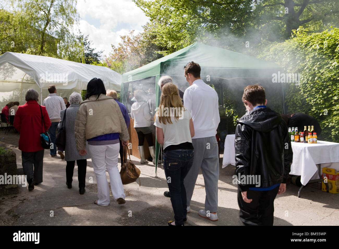 Parbold Hall Open Day barbeque bbq draws in the public Stock Photo - Alamy