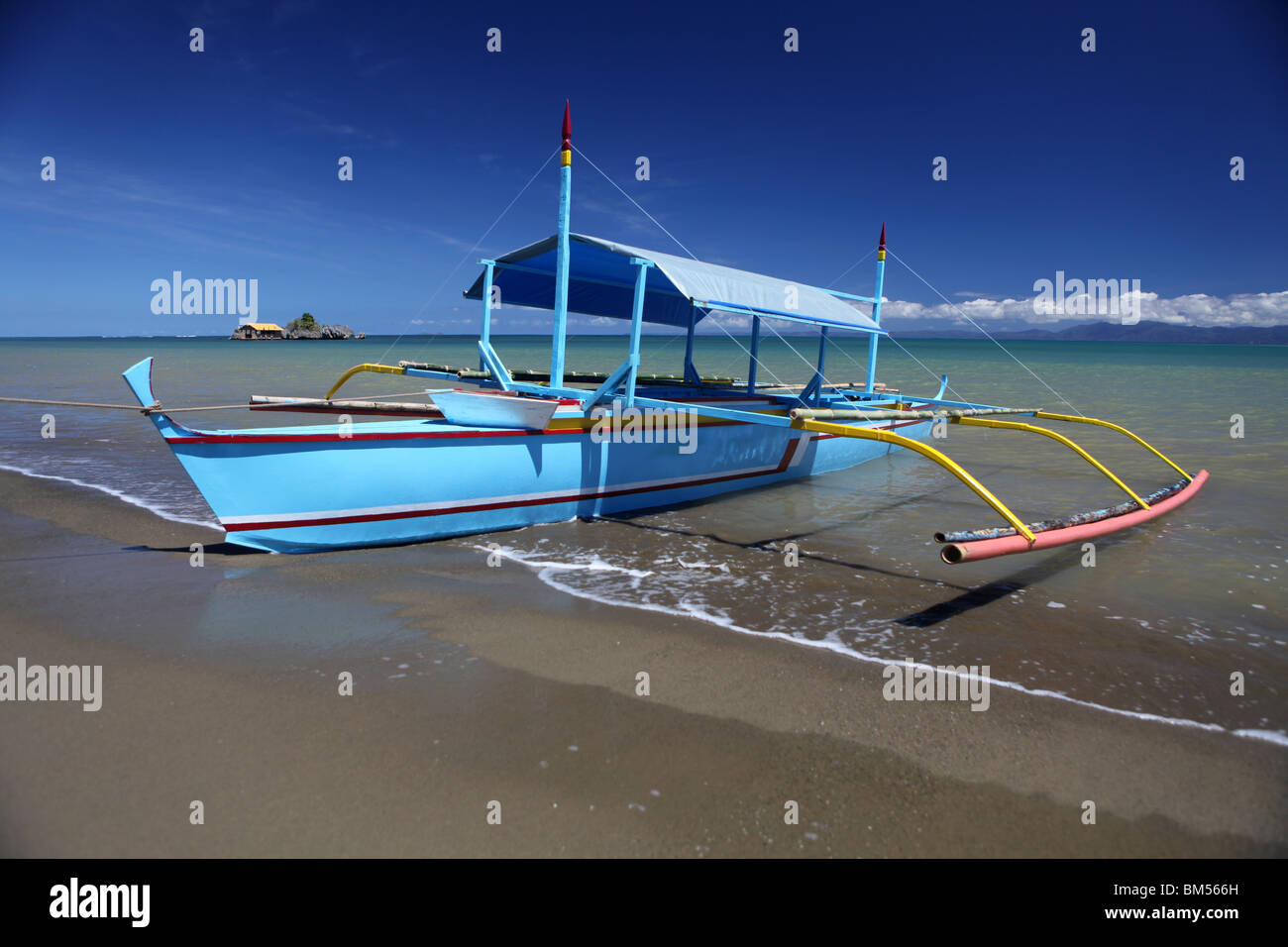 A boat moored at Paniman Village, a gateway to the islands of the ...