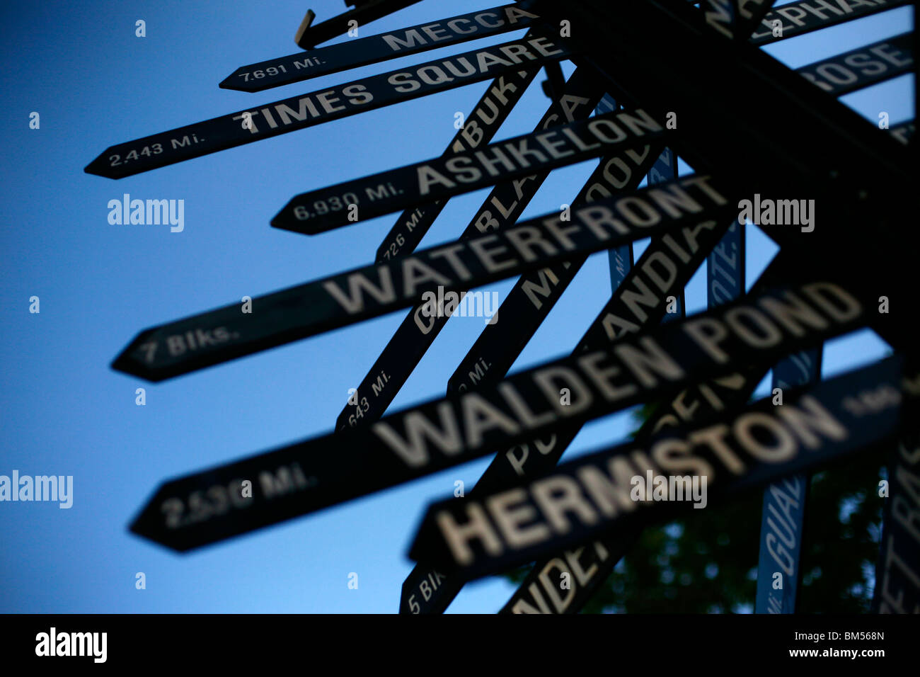 A sign telling the distances to distant locations Stock Photo - Alamy