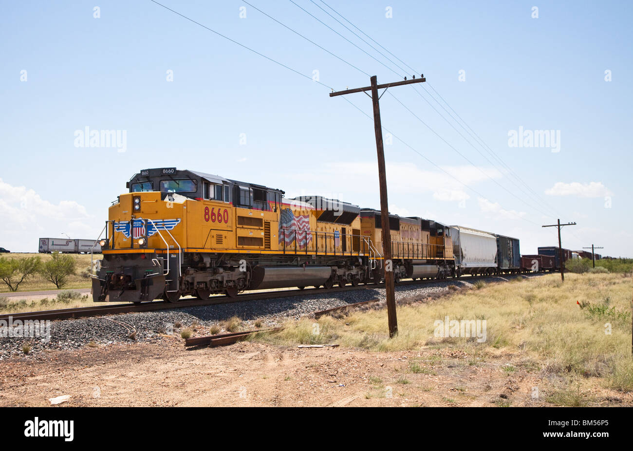 Union Pacific railroad freight train Monahans Texas USA Stock Photo - Alamy