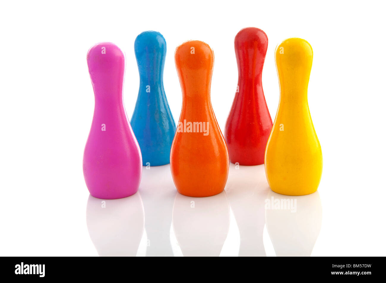 colorful bowling pins isolated on white background Stock Photo - Alamy