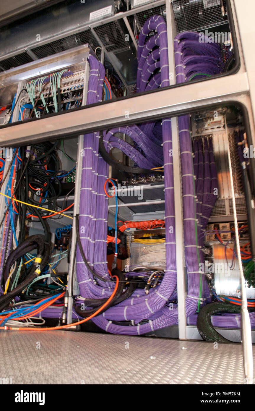 cabling connections racking inside outside broadcast trailer Stock ...
