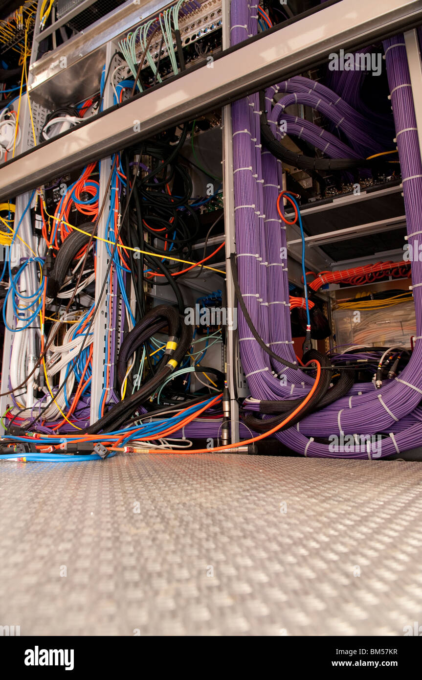 cabling connections racking inside outside broadcast trailer Stock ...