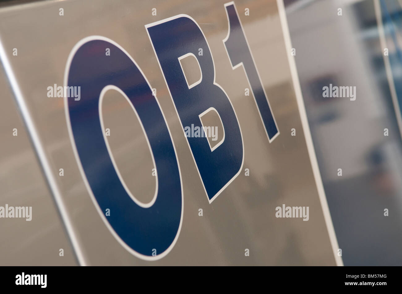 OB1 signwriting on side of outside broadcast vehicle Stock Photo - Alamy