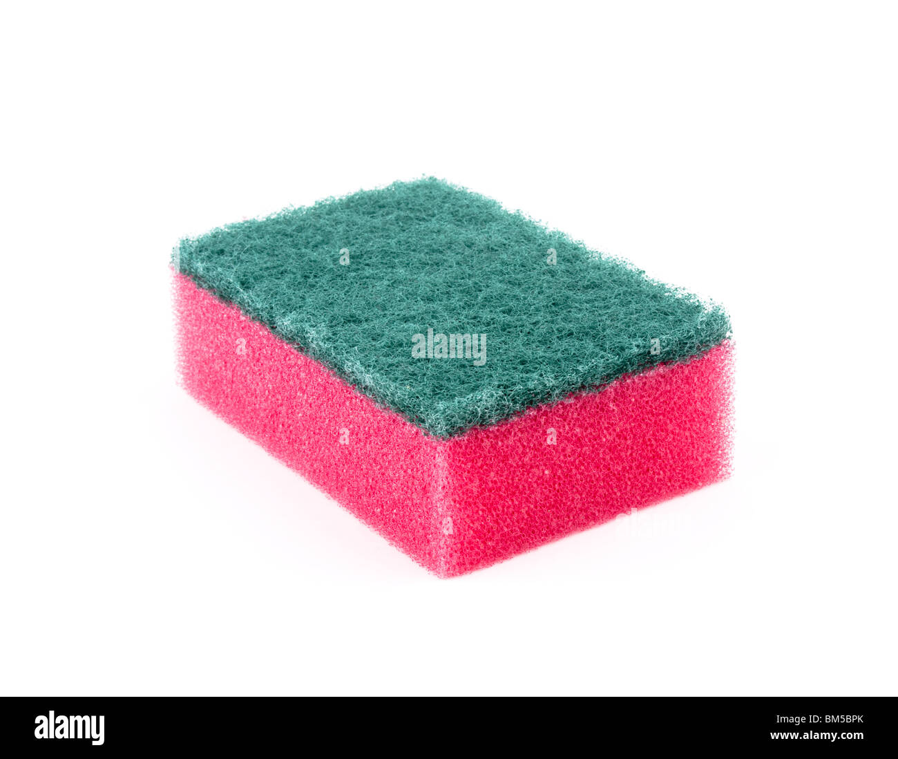 Washing red sponge on white background Stock Photo - Alamy