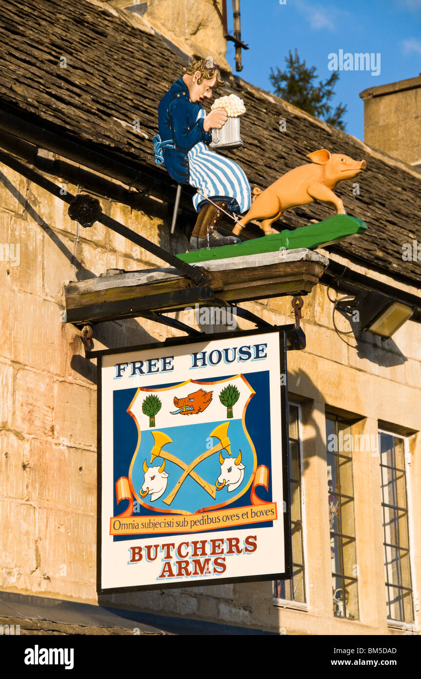 The Butchers Arms Pub sign, Sheepscombe, Cotswolds, Gloucestershire, UK ...