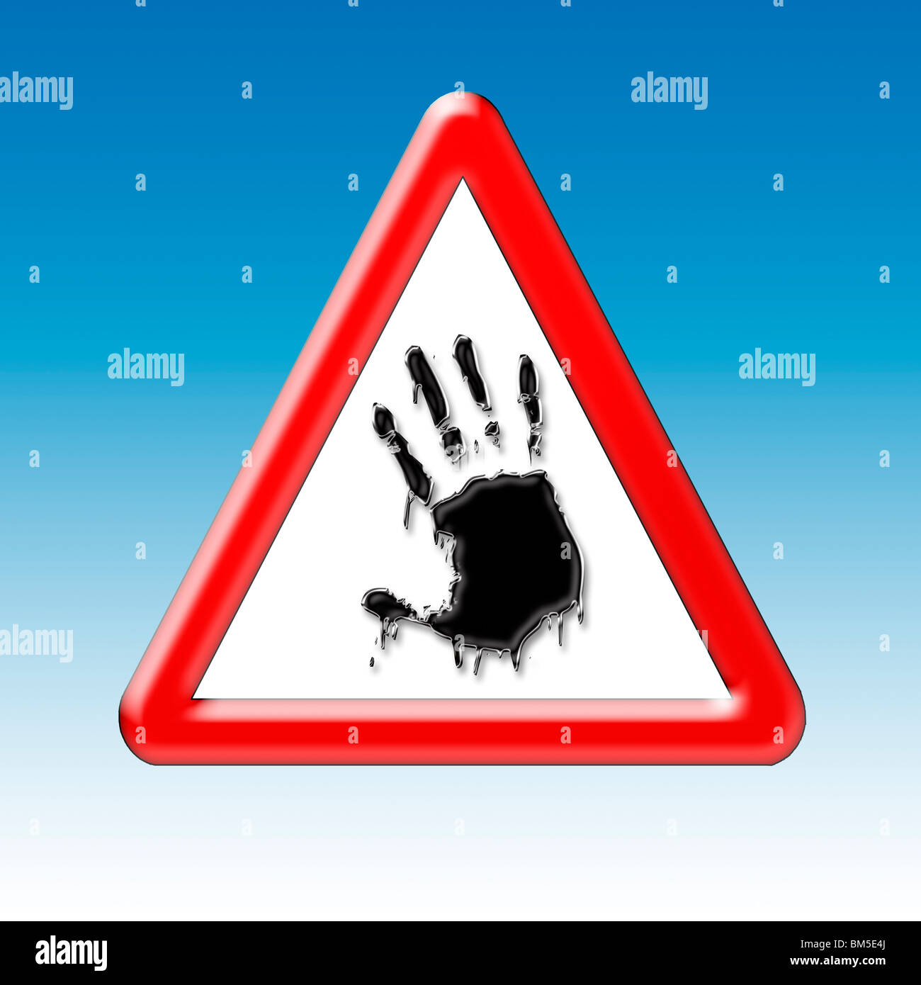 Warning Bloody Hand! Graphical representation using Road Warning Sign ...