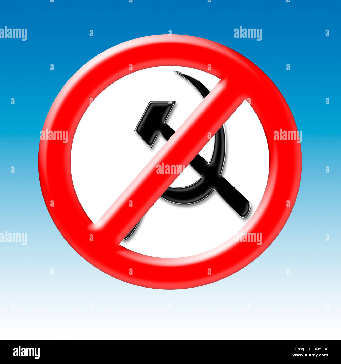 Hammer ans Sickle within a (No) Road Sign, indicating opposition to ...