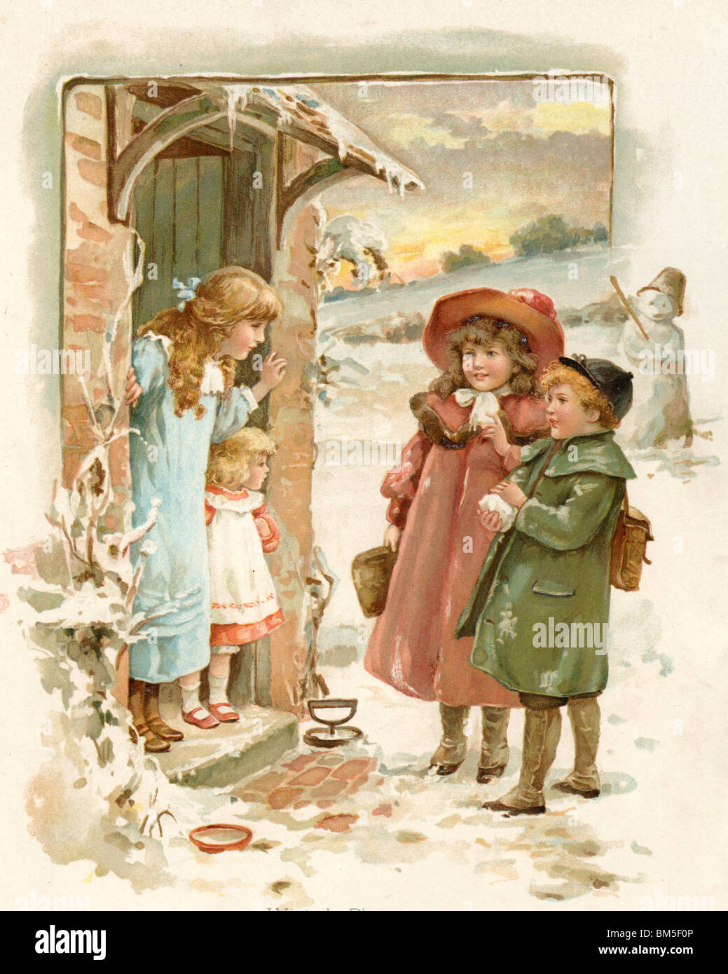 Winter Painting Snow Victorian Stock Photos & Winter Painting Snow ...
