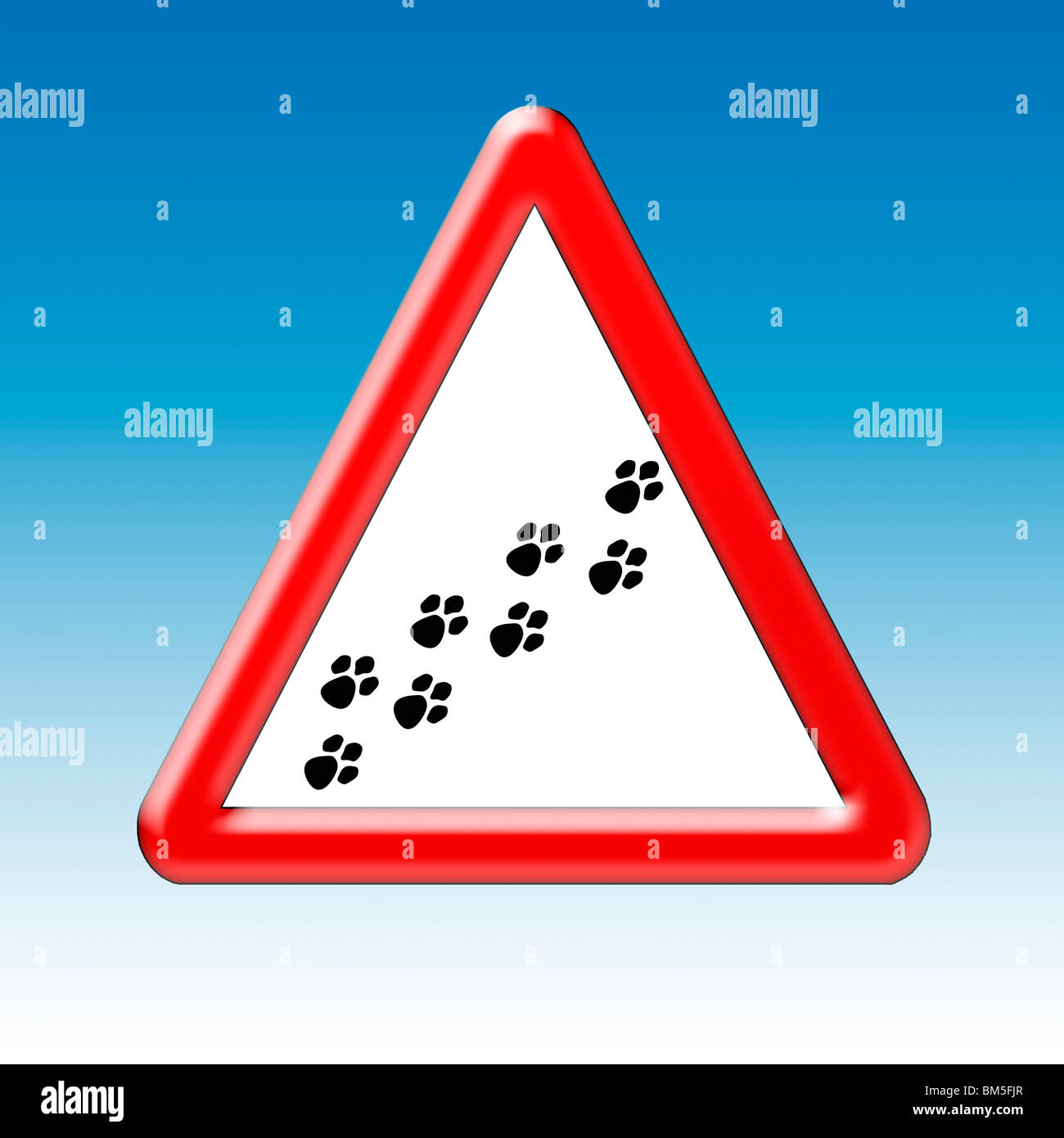 Warning Sign Illustrating animal paw prints, Concept illustrating ...
