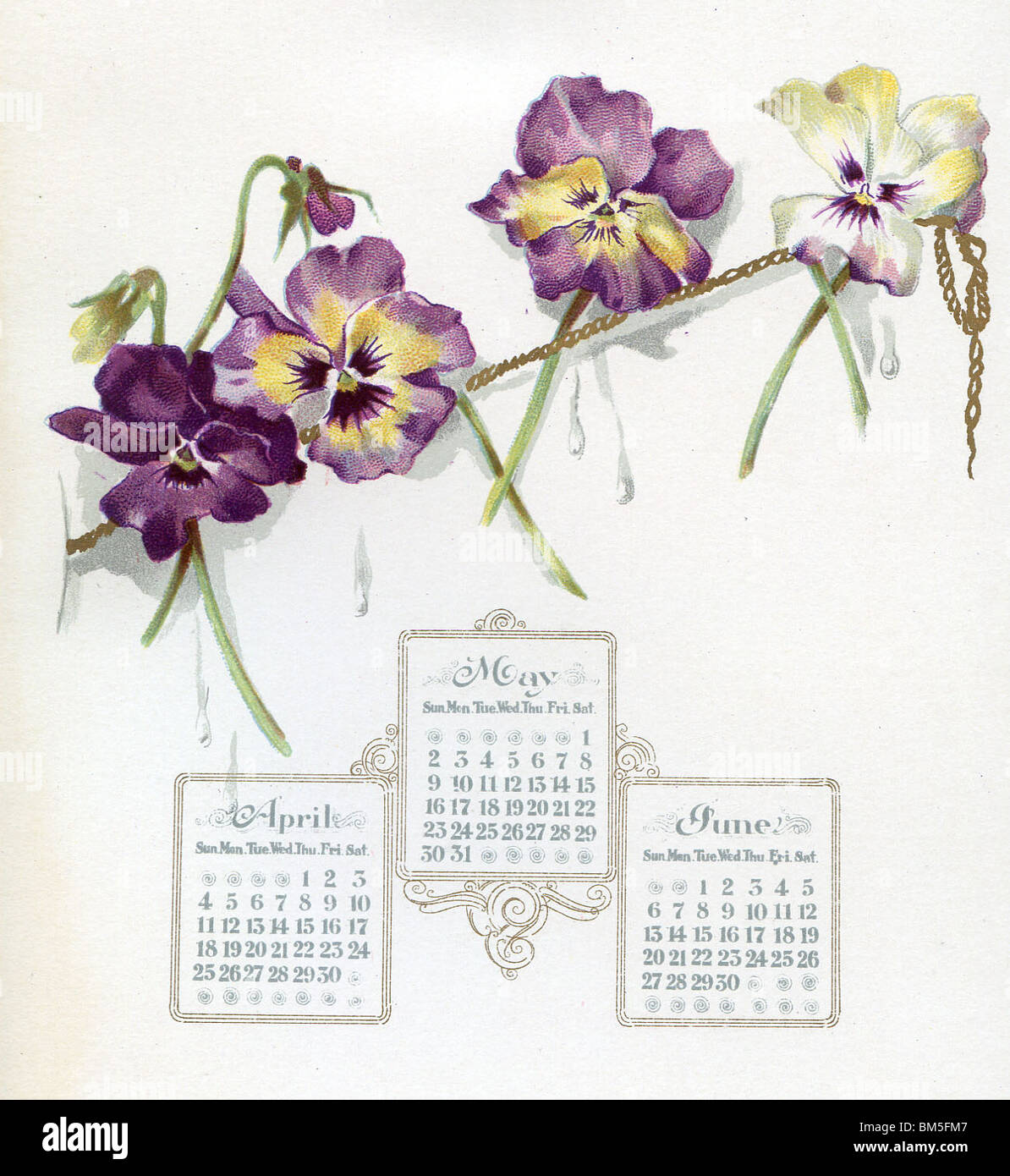 Floral Calendar, early 1900's Stock Photo - Alamy