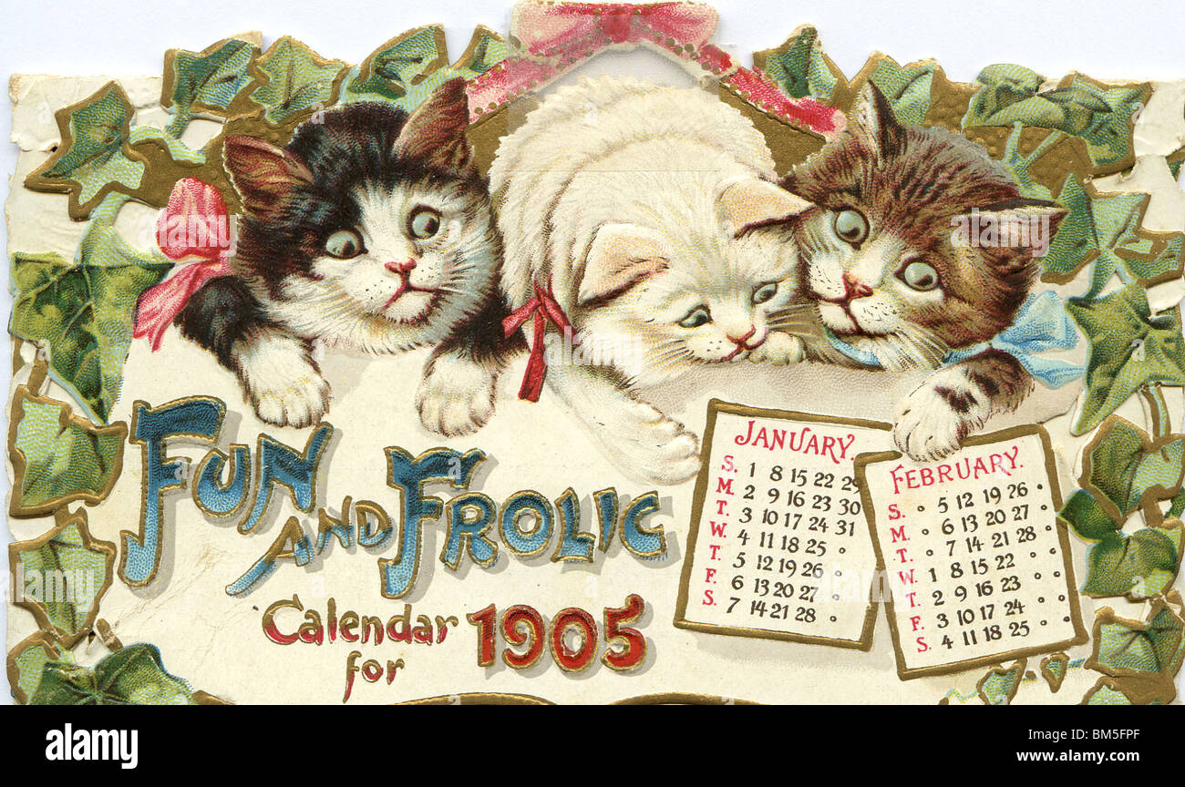 Fun and Frolics Calendar 1905 Stock Photo - Alamy