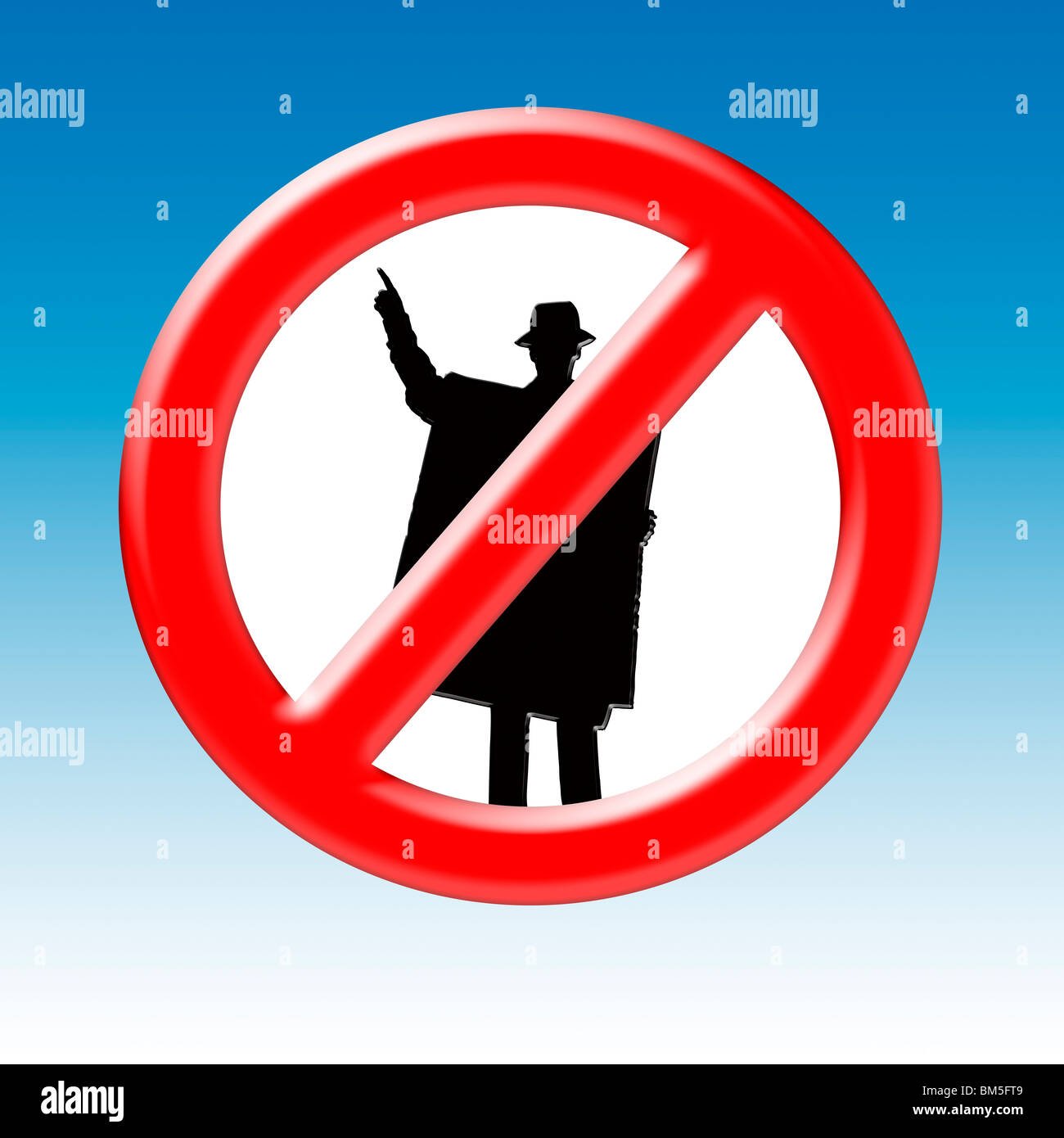 Silhouette of a Man with a Placard and a Traffic 'No Sign' Stock Photo ...