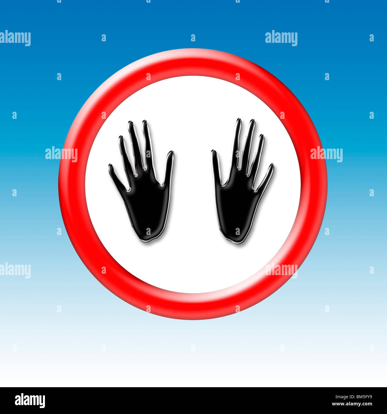 Two Palms of Hands illustrating Stop represented on a Road Sign Stock ...