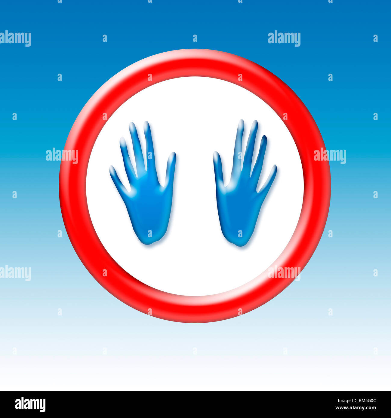 Two Palms of Hands illustrating Stop represented on a Road Sign Stock ...