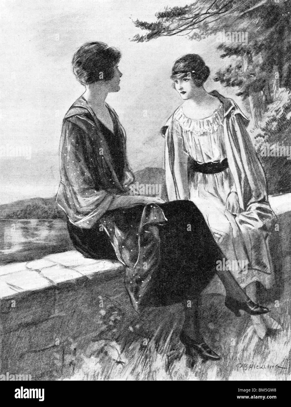 Chatting two Black and White Stock Photos & Images - Alamy