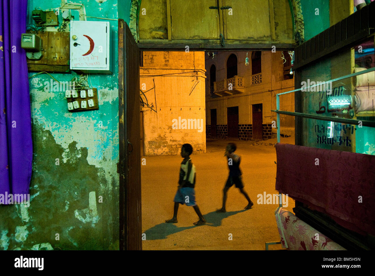 Daily life in the night, Massawa, Eritrea Stock Photo - Alamy