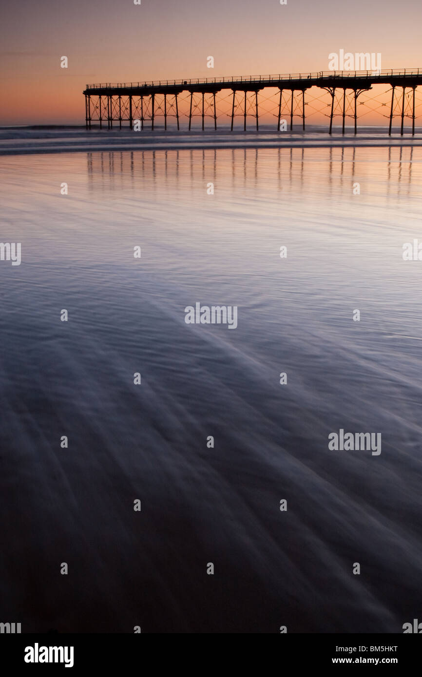 Dawn and early morning light at Saltburn by the Sea Showing the Pier in ...
