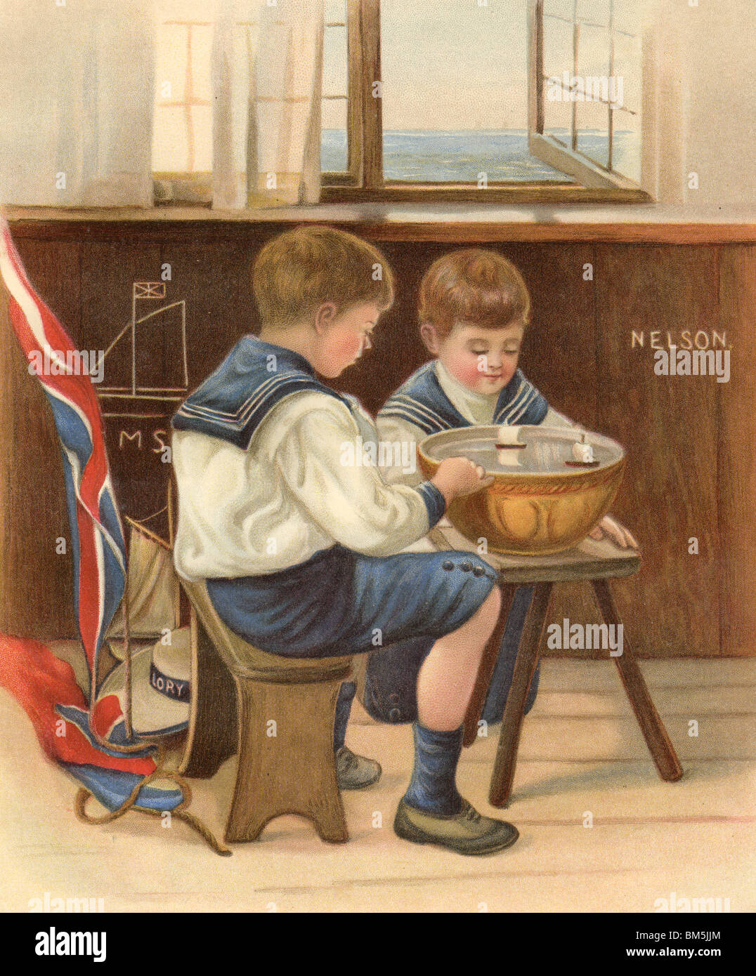 Boys with toy boat hi-res stock photography and images - Alamy