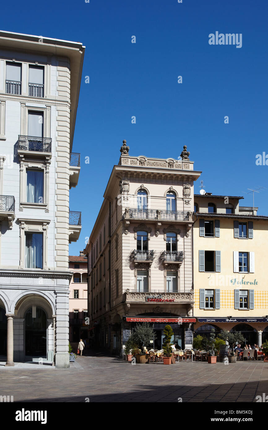 Typical Swiss square in Lugano, Switzerland Stock Photo - Alamy