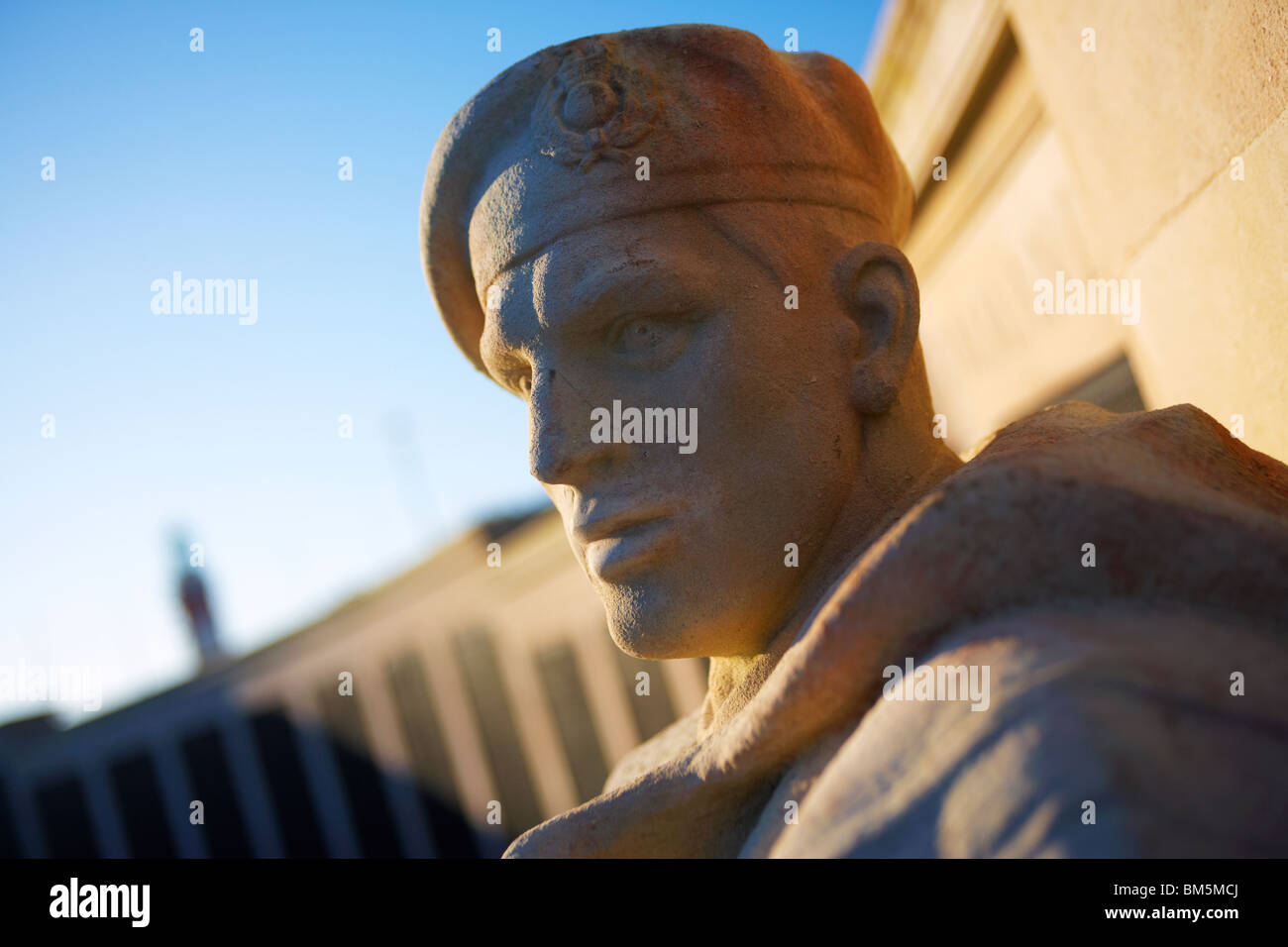Royal Marine Commando statue at the war memorial on Plymouth Hoe Devon ...