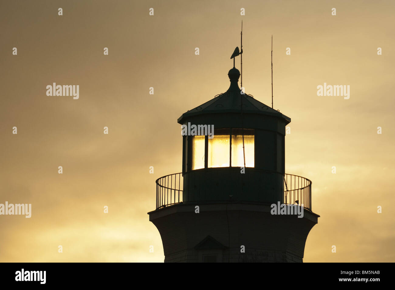 Silhouette of the inner lighthouse a t Port Dalhousie in the morning ...