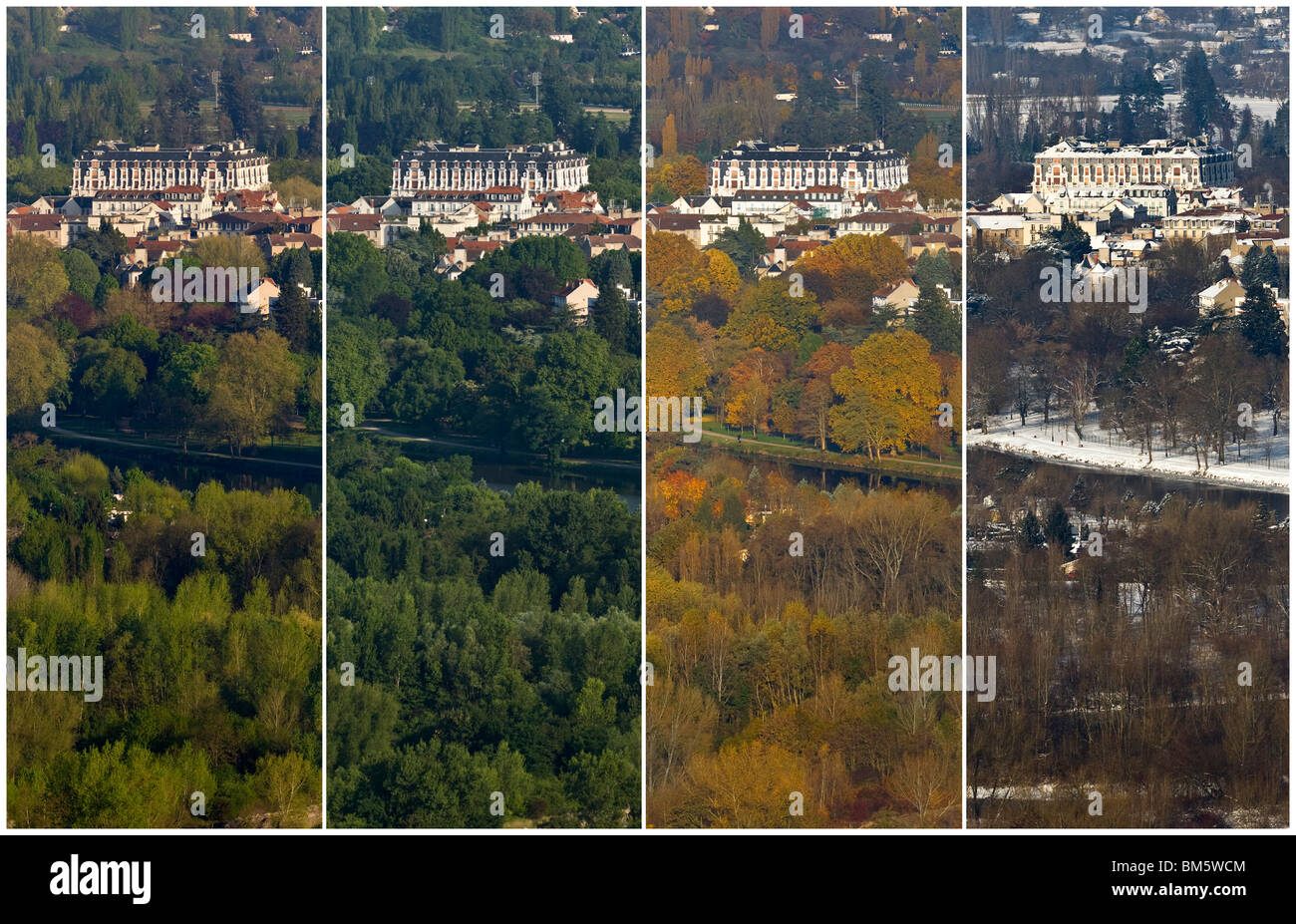 Aerial views of the Vichy spa town parks (Allier - France) (spring ...