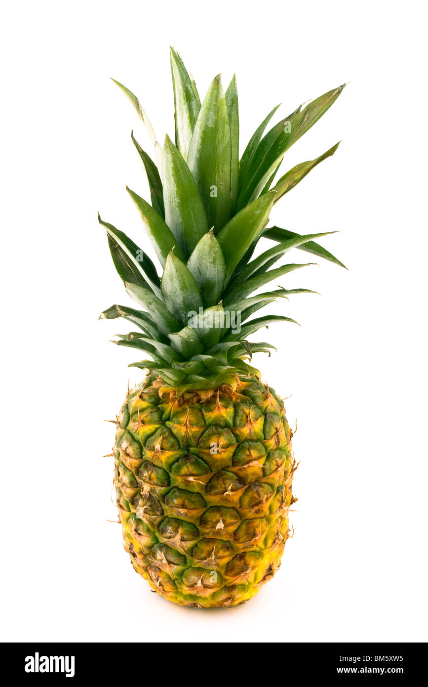 Tasty fresh pineapple on white background Stock Photo - Alamy