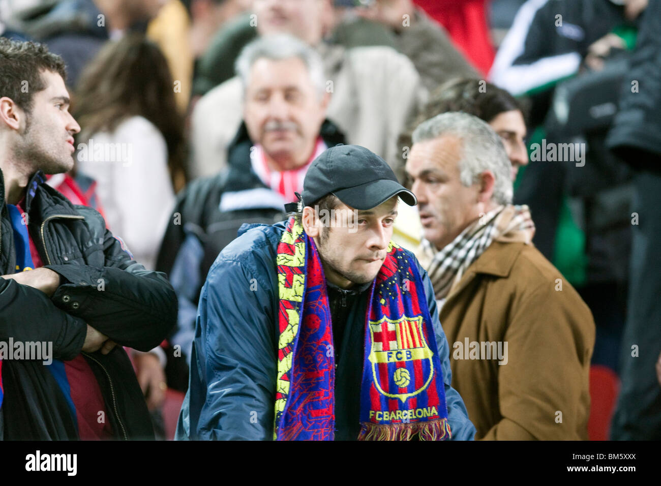 Sadness of a FC Barcelona after his team elimination Stock Photo - Alamy