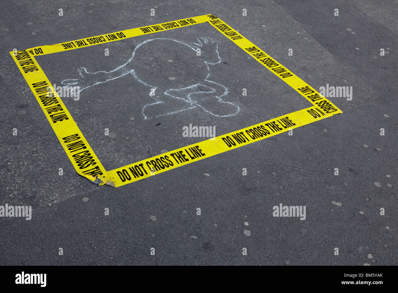 Street art of a M&M crime scene, Milan, Italy Stock Photo - Alamy