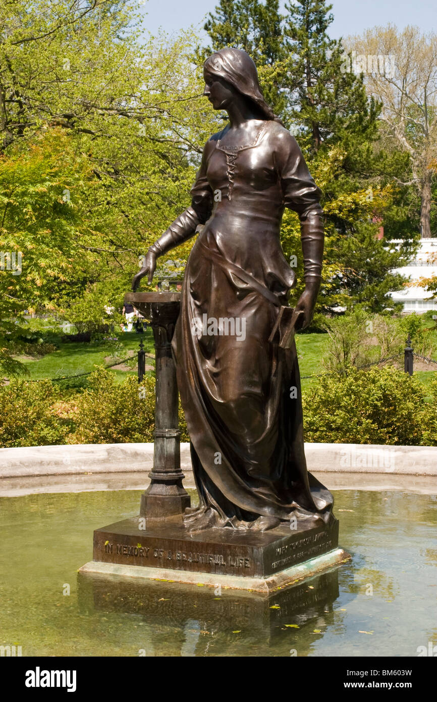 A bronze statue set in a pool at Smith College in Northampton ...