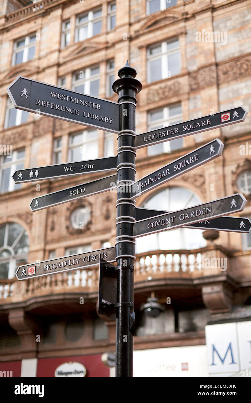 Pedestrian signposts in Soho, London, England Stock Photo - Alamy