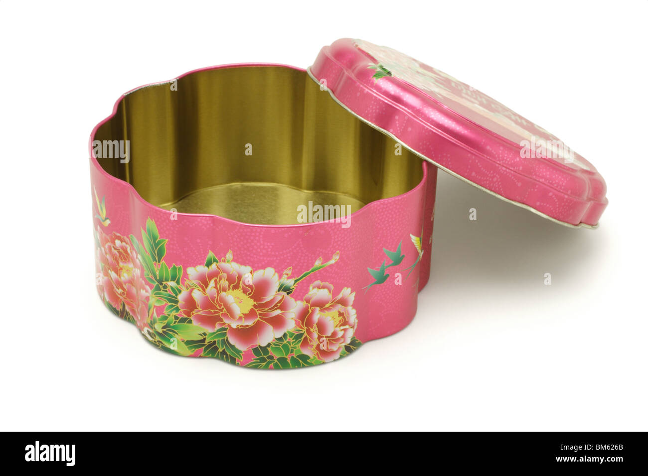 Open Chinese festive gift box on white background Stock Photo - Alamy