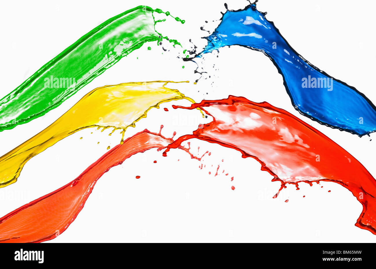 Splash of different color paints on a white background Stock Photo - Alamy
