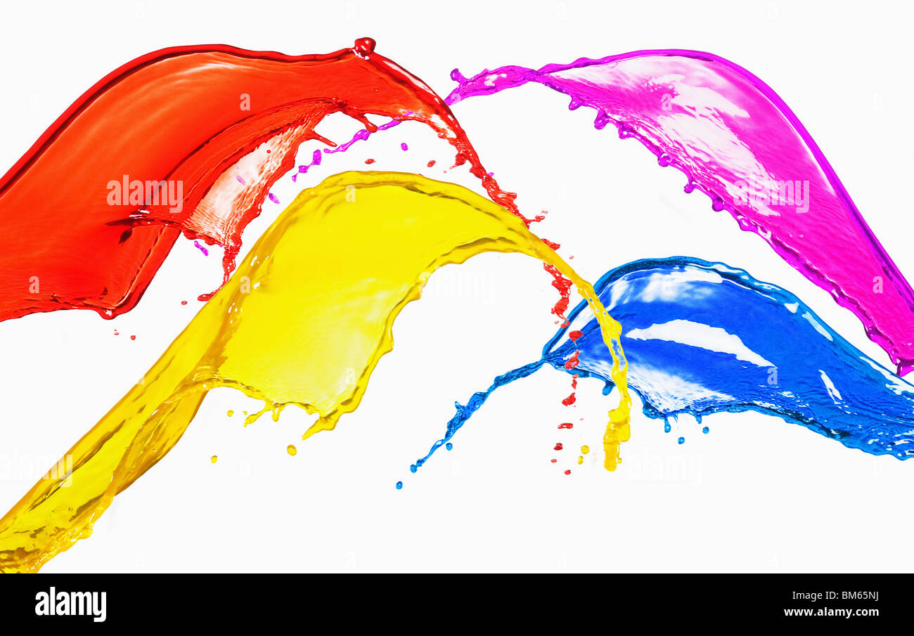 Splash of different color paints hi-res stock photography and images ...