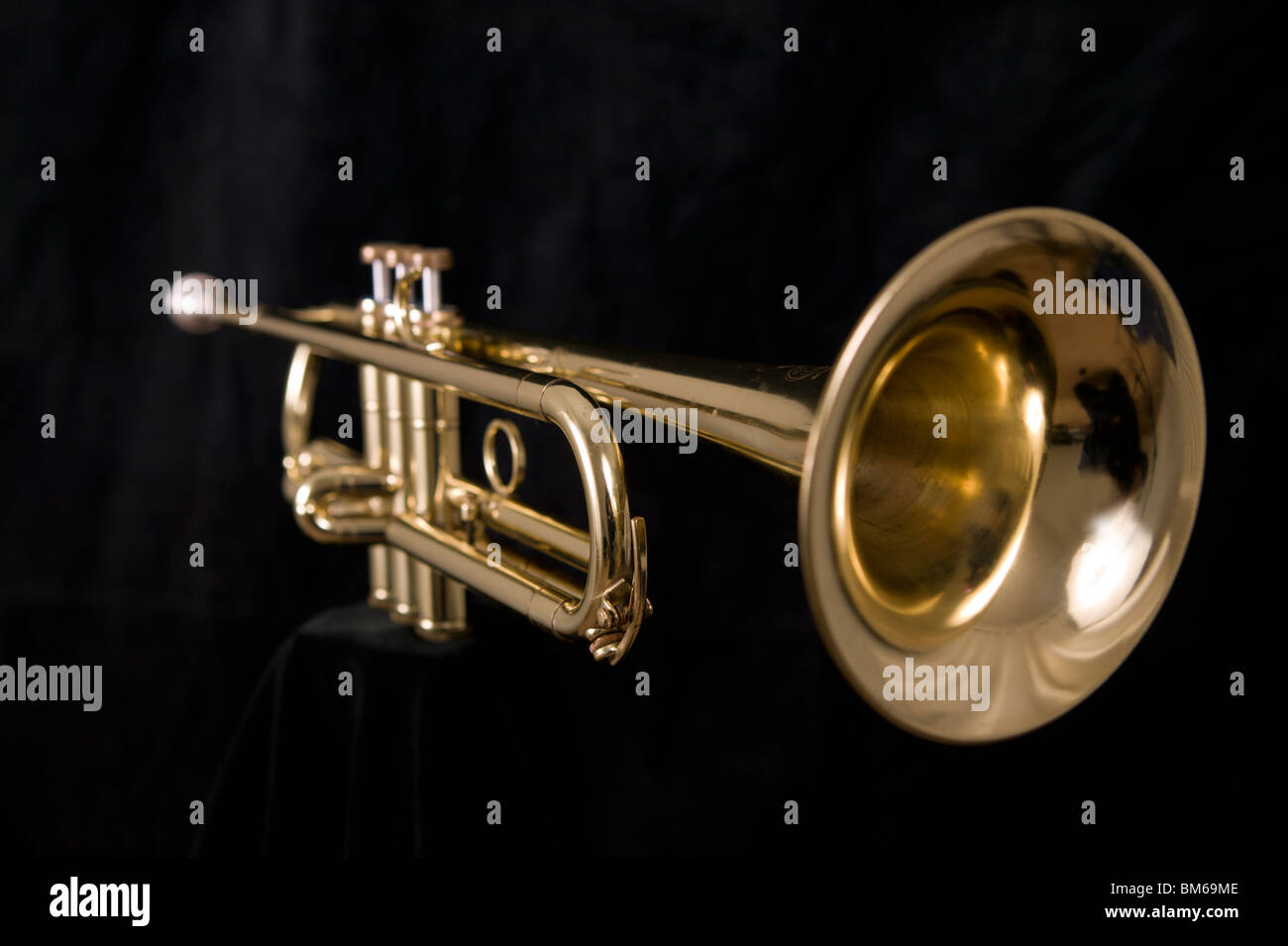 trumpet on black background Stock Photo - Alamy